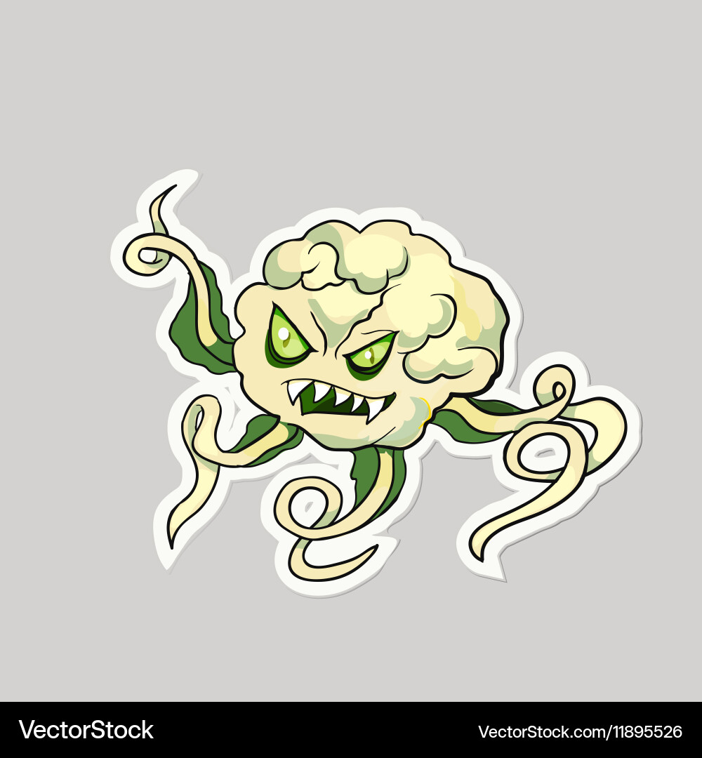 Dangerous cartoon monster cauliflower Royalty Free Vector
