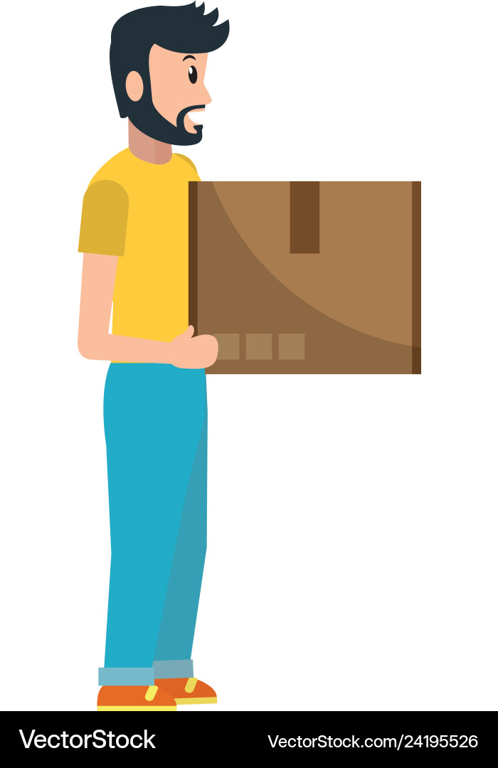 Delivery guy with box Royalty Free Vector Image