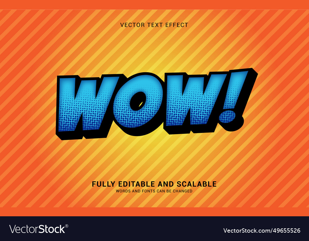 Editable text effect comic wow style Royalty Free Vector