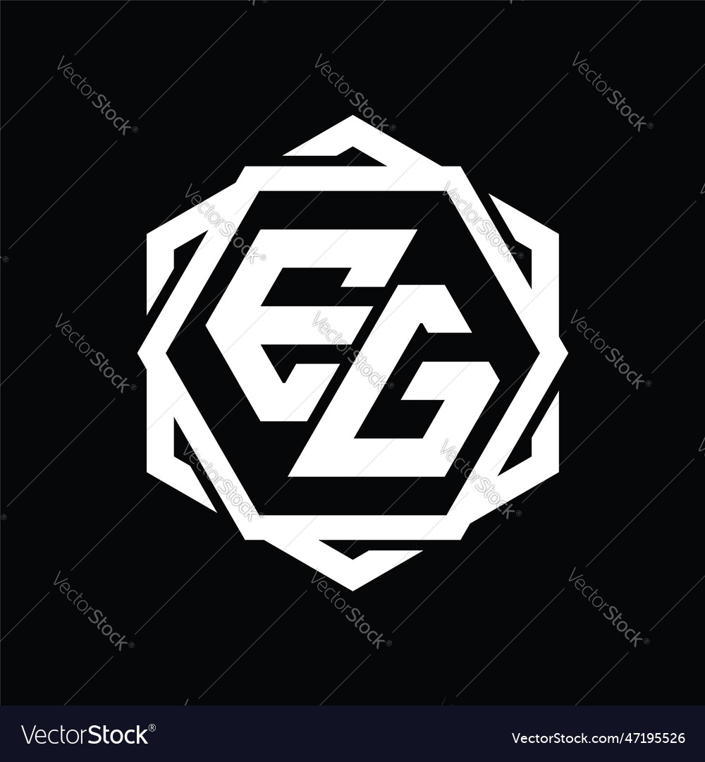 Eg logo monogram hexagon shape with geometric Vector Image