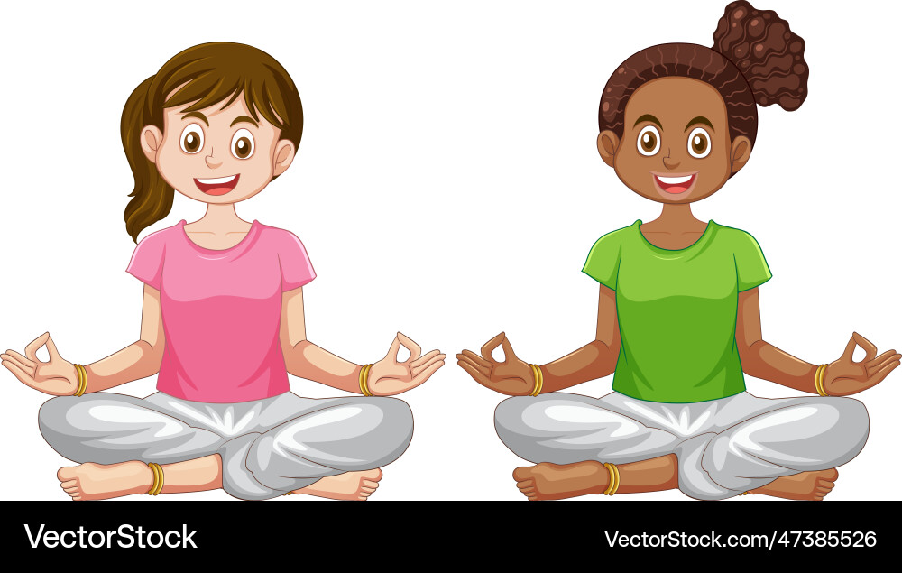 Female cartoon practice meditation Royalty Free Vector Image