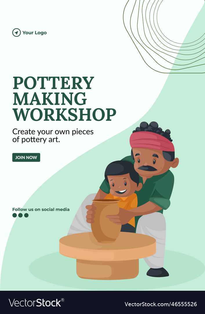Flyer design of pottery making workshop template Vector Image