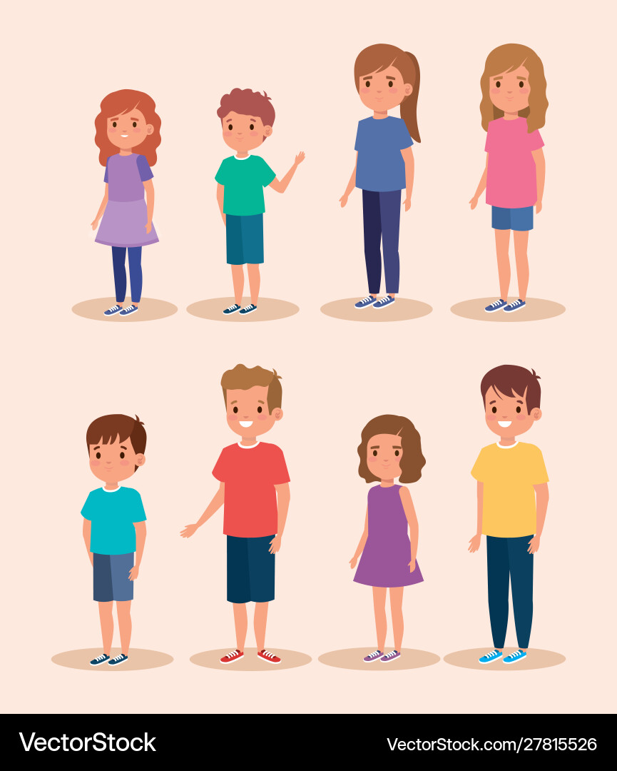 Group little children avatar character Royalty Free Vector