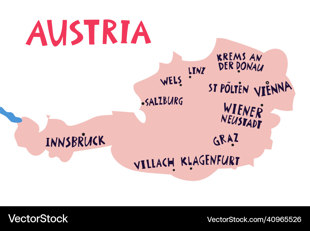 Hand drawn stylized map of austrian cities travel Vector Image
