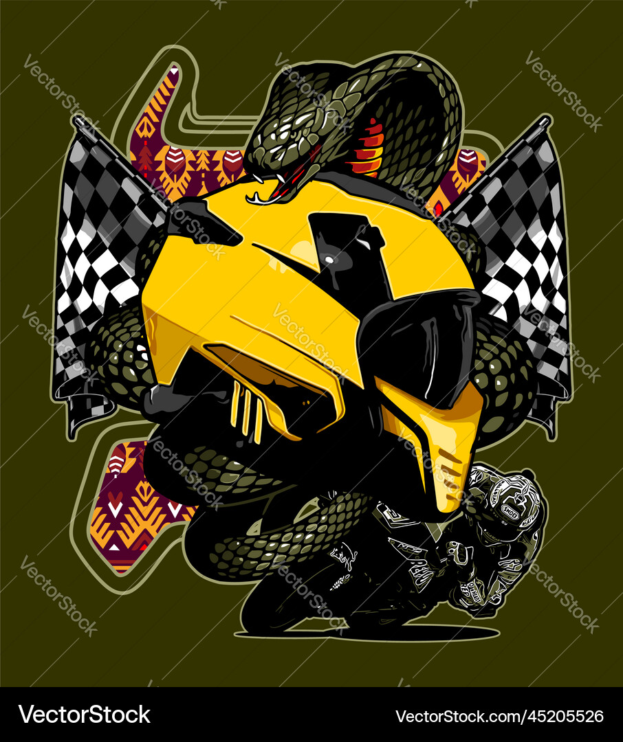 Helmet and snake in circuit background Royalty Free Vector