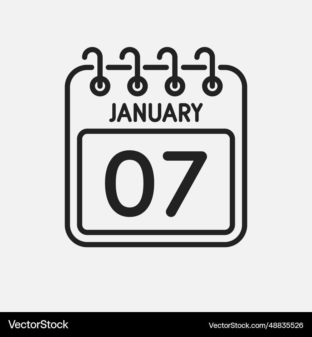 Icon page calendar day - 7 january Royalty Free Vector Image