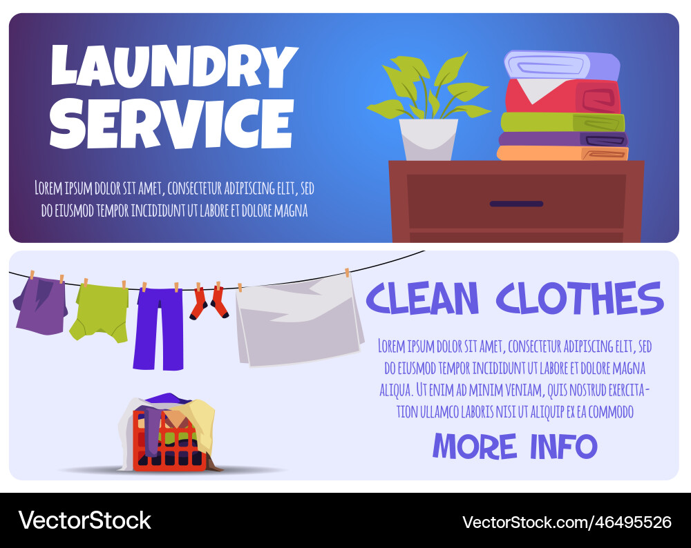 Laundry and dry cleaning flyers or horizontal Vector Image