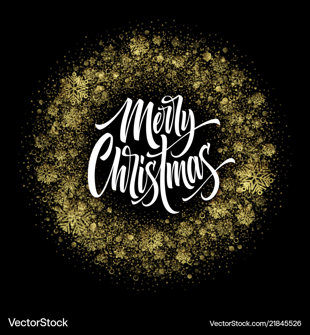 Merry christmas lettering in glitter frame Vector Image