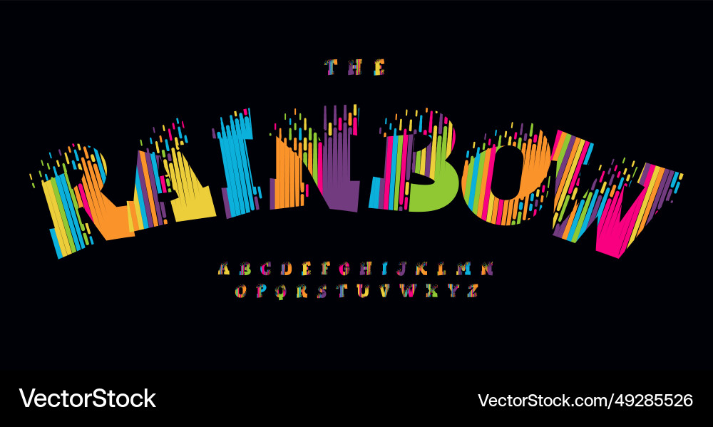 Rainbow colorful alphabet interactive vibrant Vector Image
