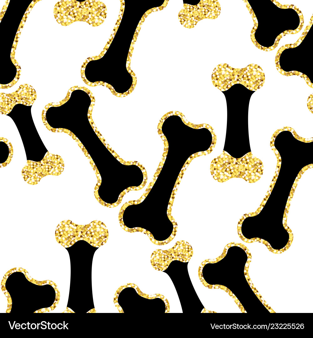 Seamless golden sparkle pattern with dogs theme Vector Image