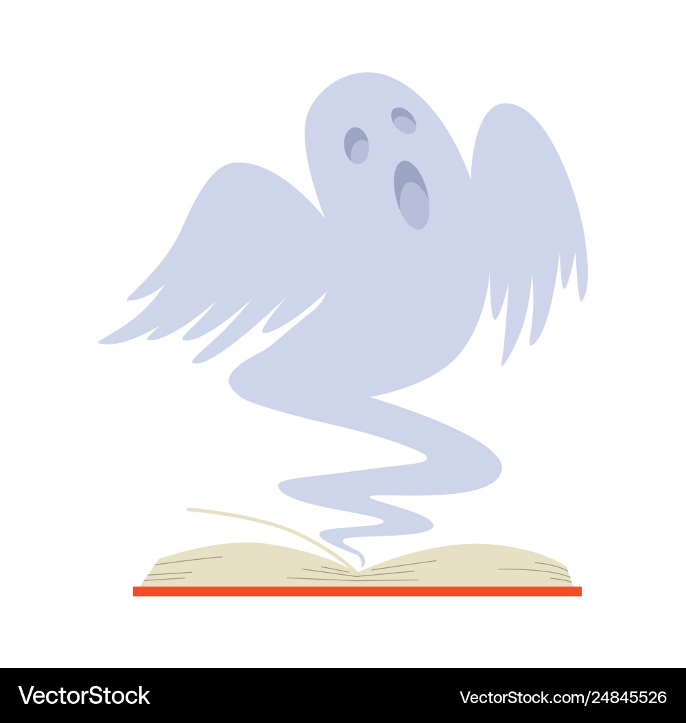 Story open book with ghost stories on white Vector Image