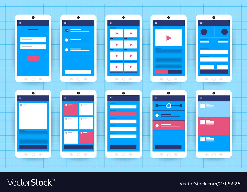 Ux Ui Flowchart Mock Ups Mobile Application Vector Image