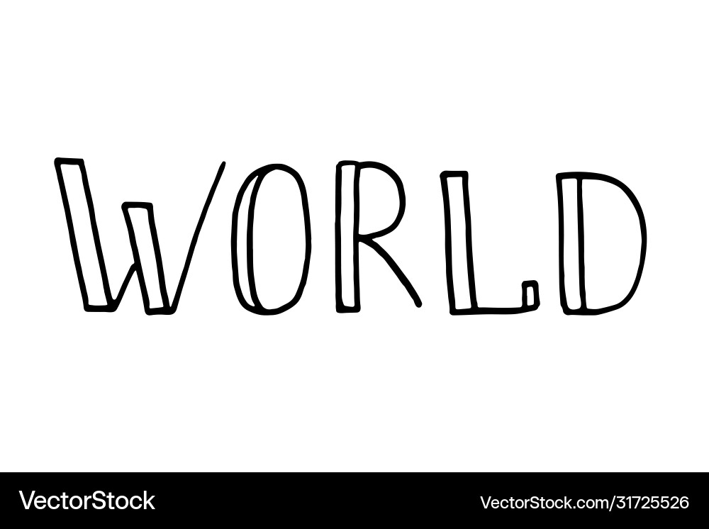 World word hand drawn lettering with black Vector Image