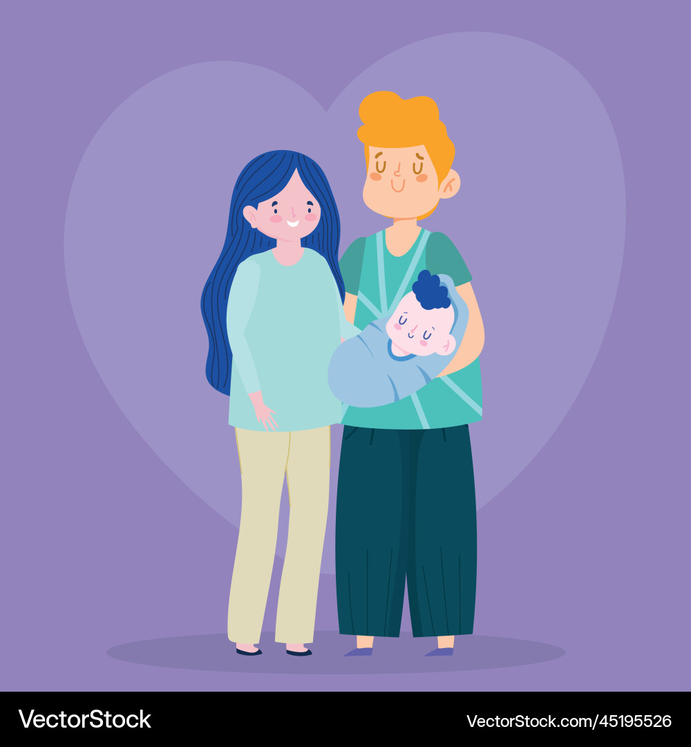 Young couple with baby Royalty Free Vector Image