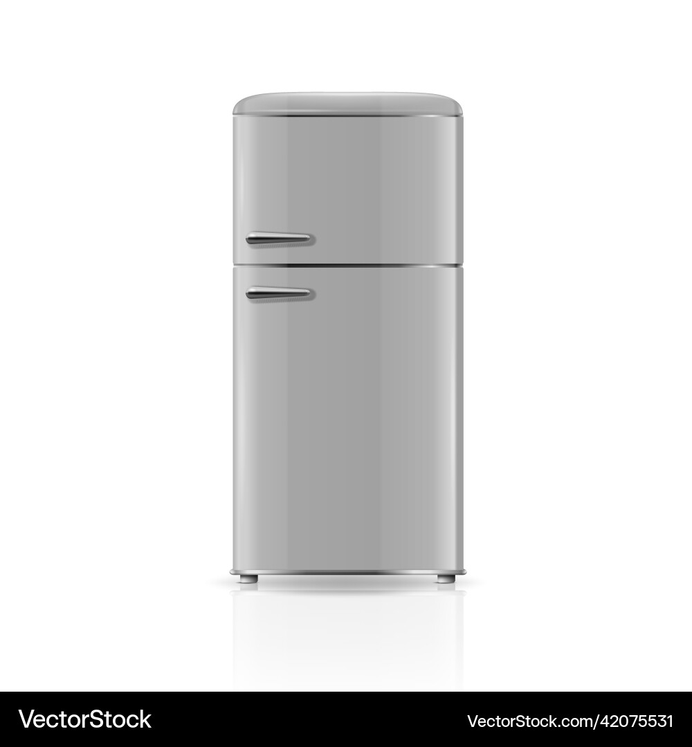 3d realistic gray retro vintage fridge icon Vector Image