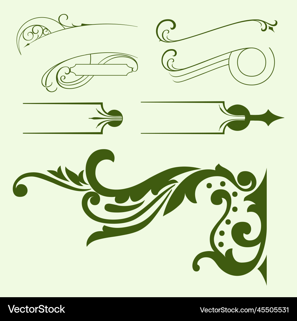 Badges and frame with swash ornamental Royalty Free Vector