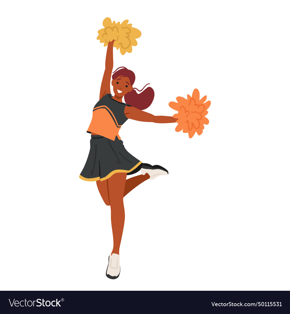 Black cheerleader teen girl character adorned Vector Image
