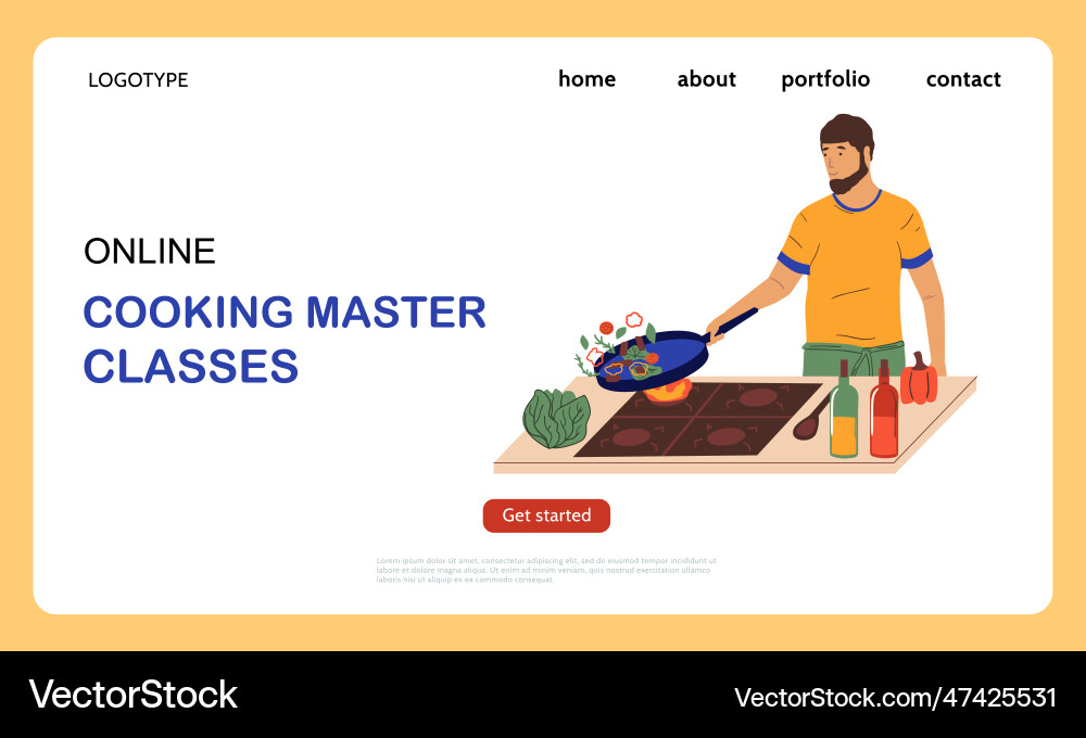 Cooking on kitchen online food preparation master Vector Image
