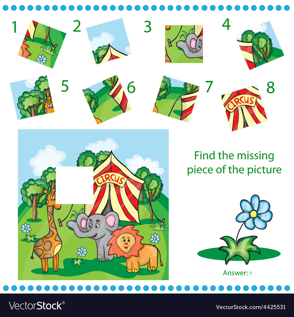 Find Missing Piece Puzzle Game For Children Vector Image