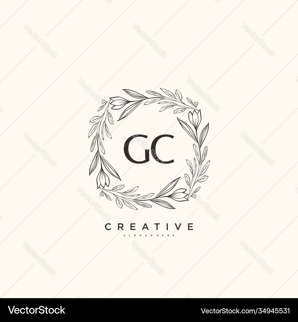 Gc beauty initial logo art handwriting logo Vector Image