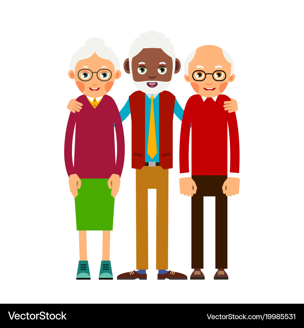 Group older people three aged people black and Vector Image