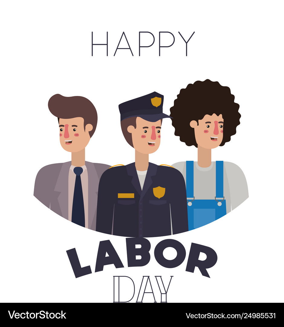 Group professionals with happy labor day avatar Vector Image