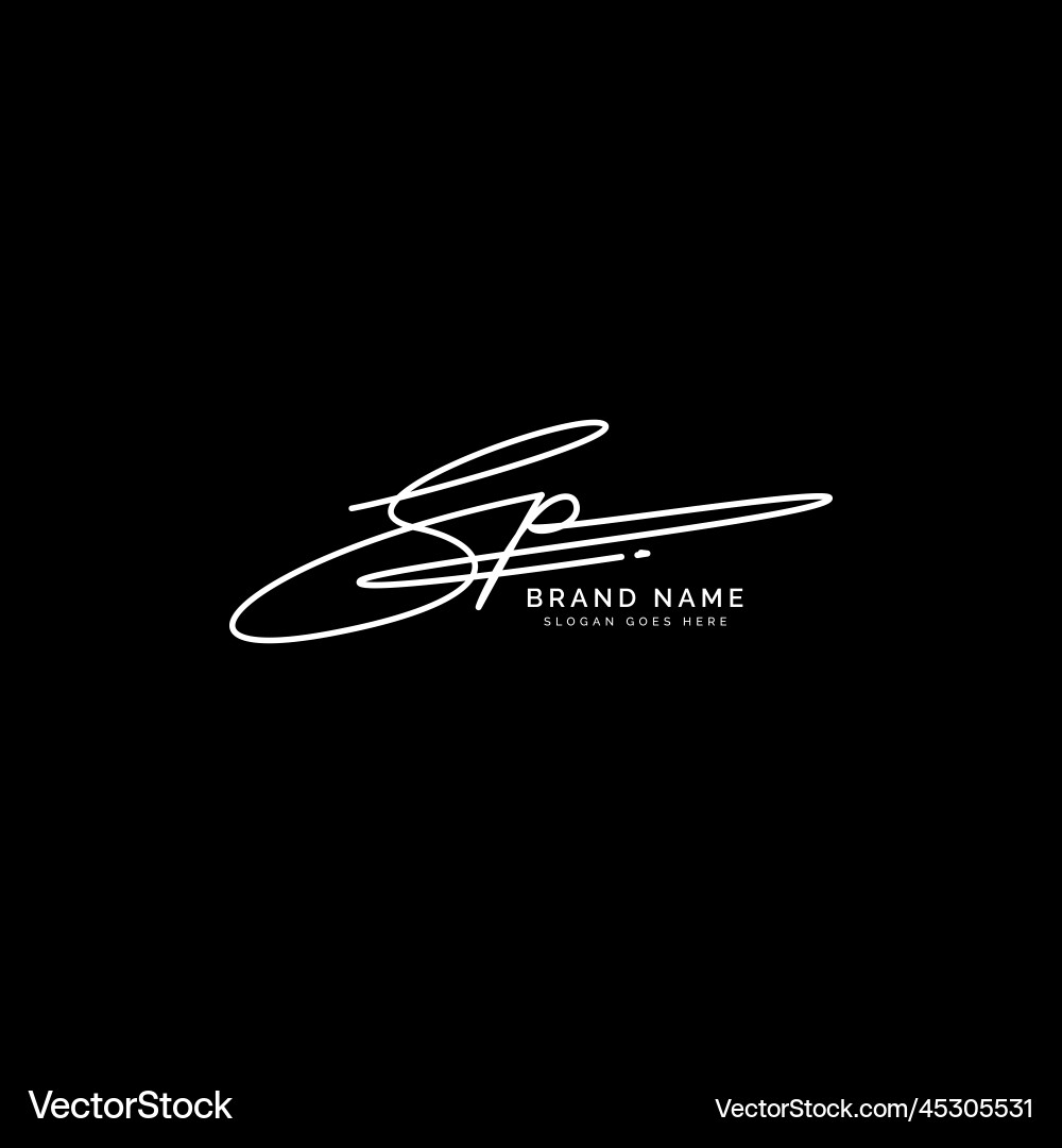 Initial letter sp logo signature handwritten style