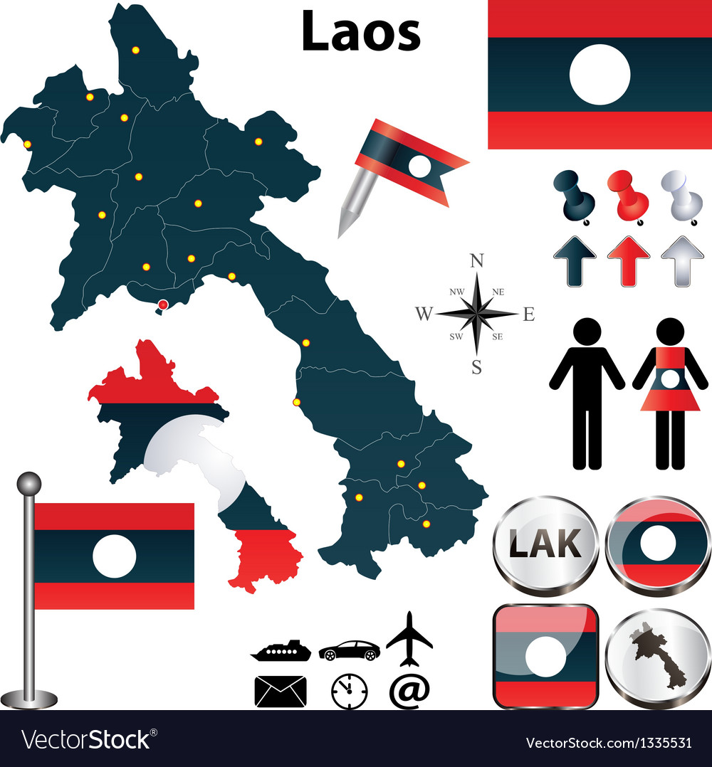 Map laos Royalty Free Vector Image - VectorStock