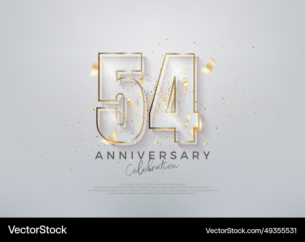 Modern number 54th with unique glass numerals Vector Image