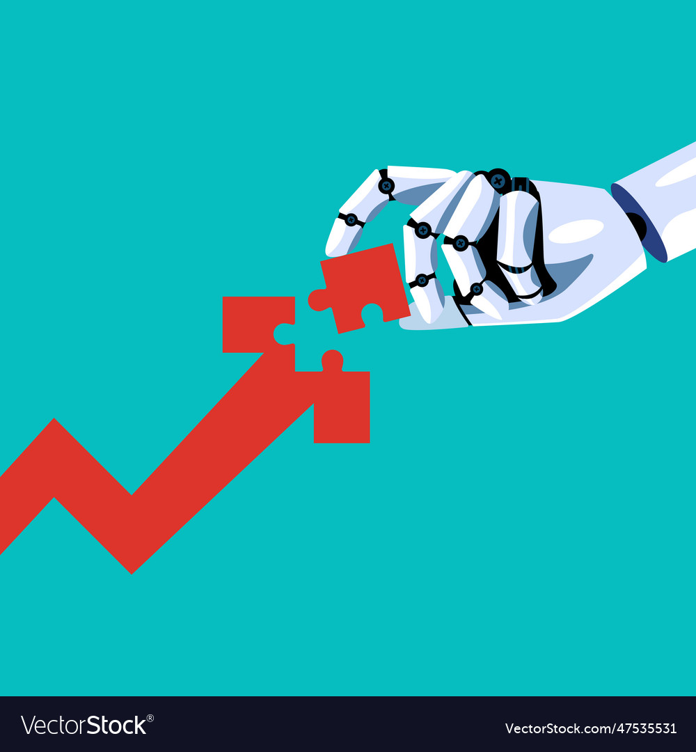 Robot inserts the missing puzzle in arrow graph up