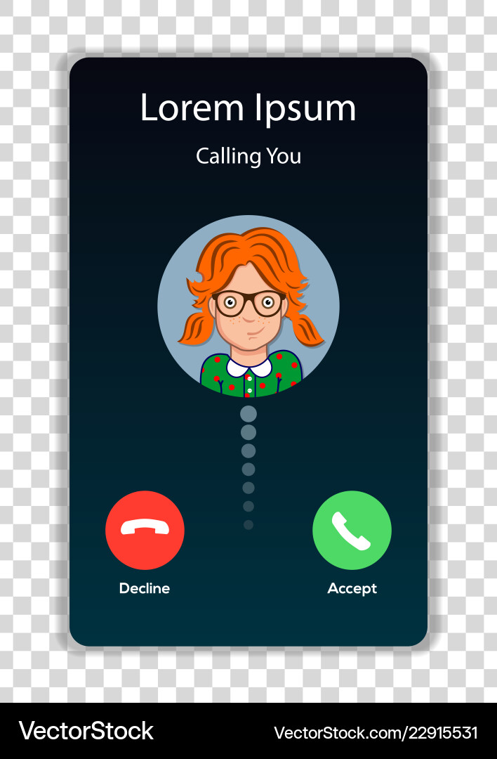 Screen of smartphone with incoming call Royalty Free Vector