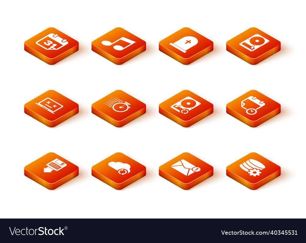 Set floppy disk backup cloud sync refresh dead Vector Image