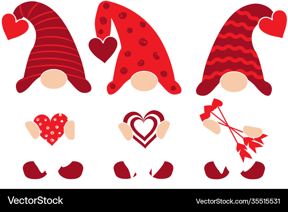 Valentines day gnomes with hearts day Royalty Free Vector