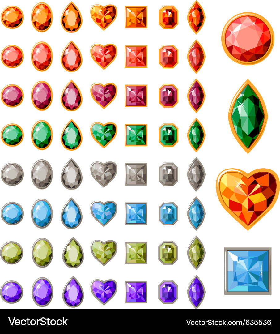 Collection of different jewels Royalty Free Vector Image