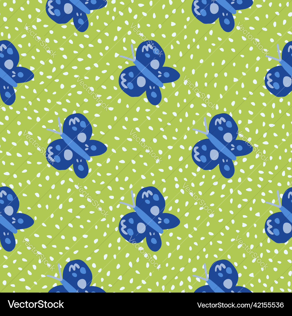 Cute butterfly seamless pattern doodle flying Vector Image
