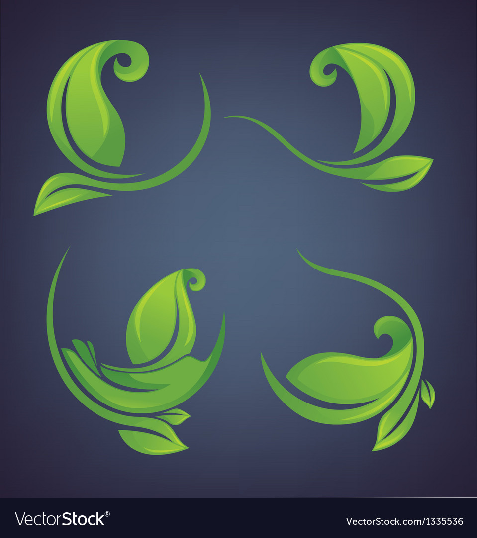 Green leaves forms and frames Royalty Free Vector Image