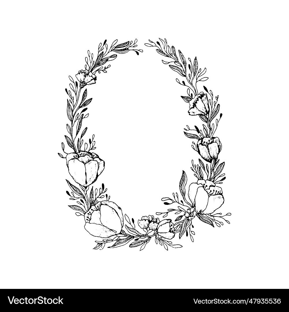 Handdrawn wreath wreath drawing Royalty Free Vector Image