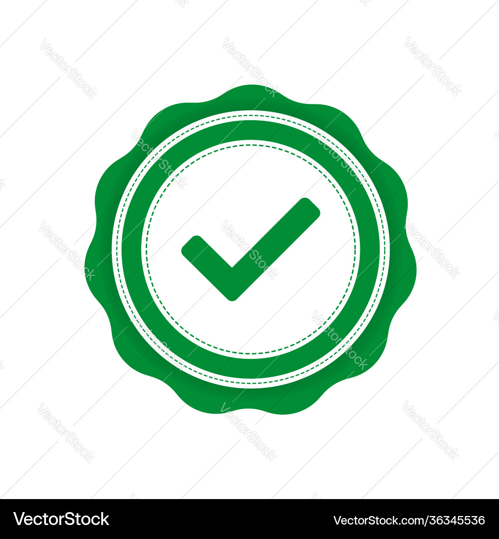 Ribbon with green verification label on white Vector Image