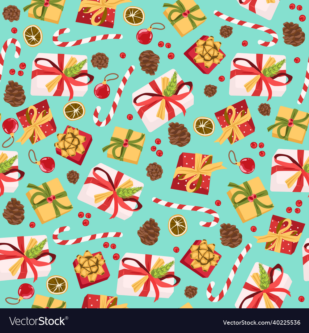 Seamless pattern background with gift box Vector Image
