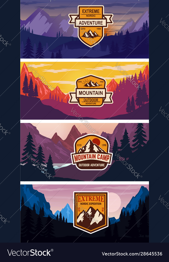 Set banner templates with mountains design Vector Image