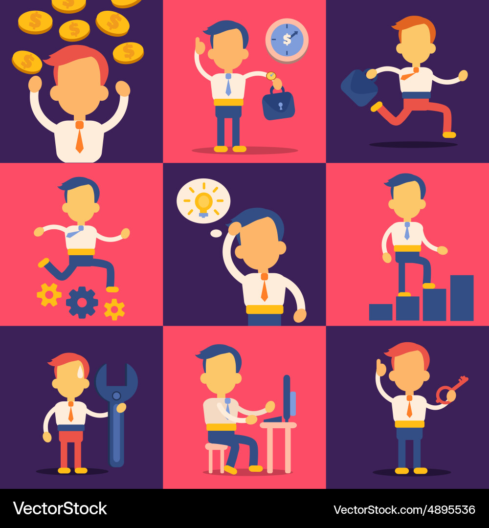 Set of businessman characters Royalty Free Vector Image