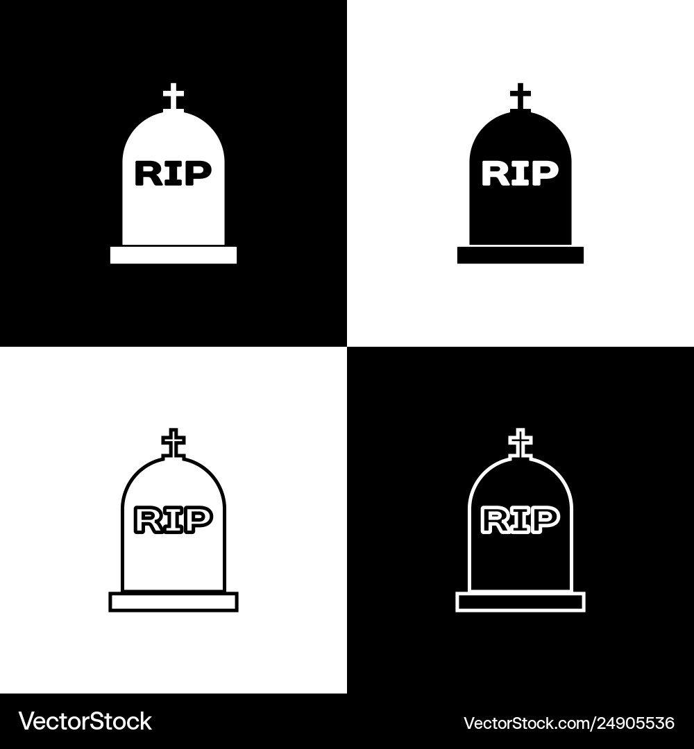 Set tombstone with rip written on it icons Vector Image