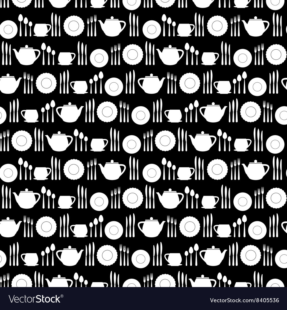 Tableware seamless pattern Royalty Free Vector Image