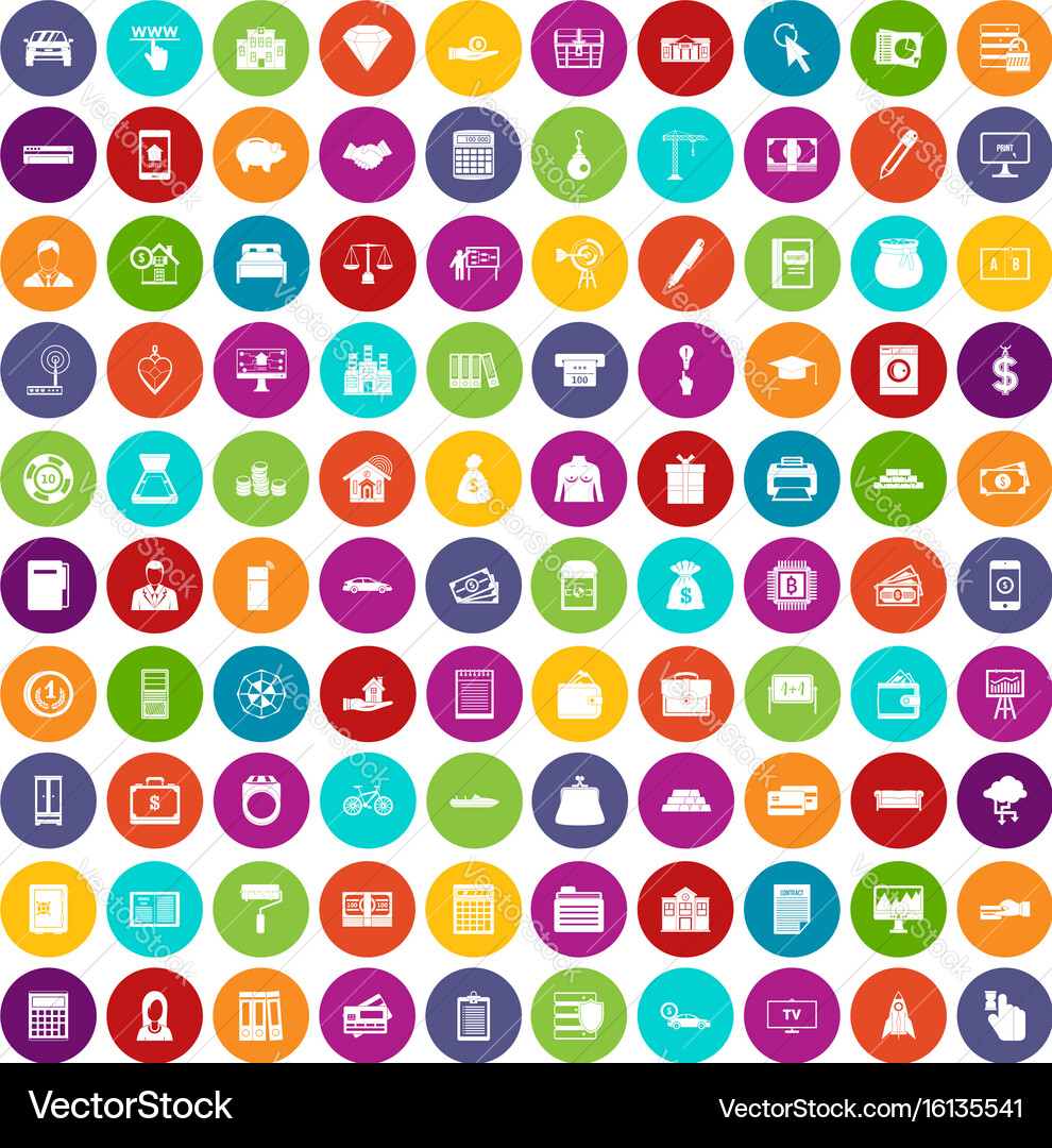 100 credit icons set color Royalty Free Vector Image