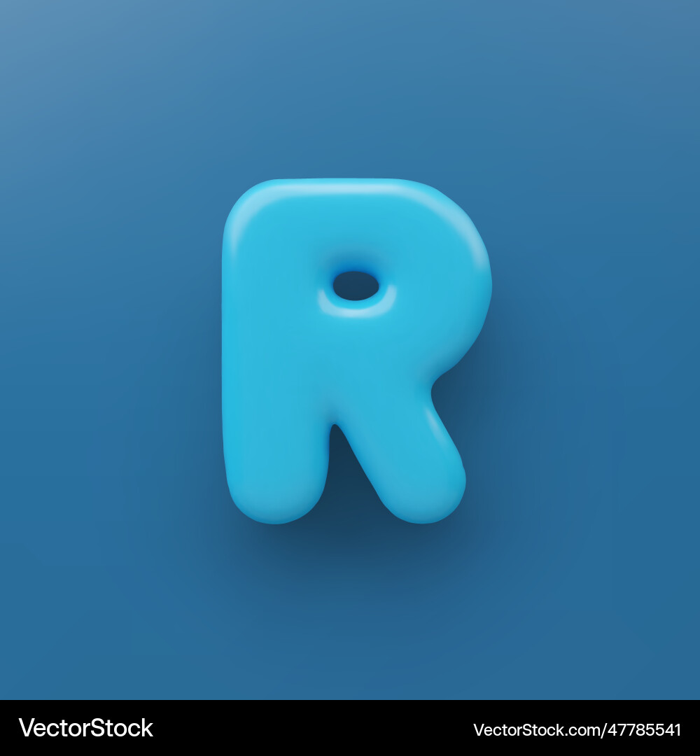 3d blue uppercase letter r with a glossy surface Vector Image