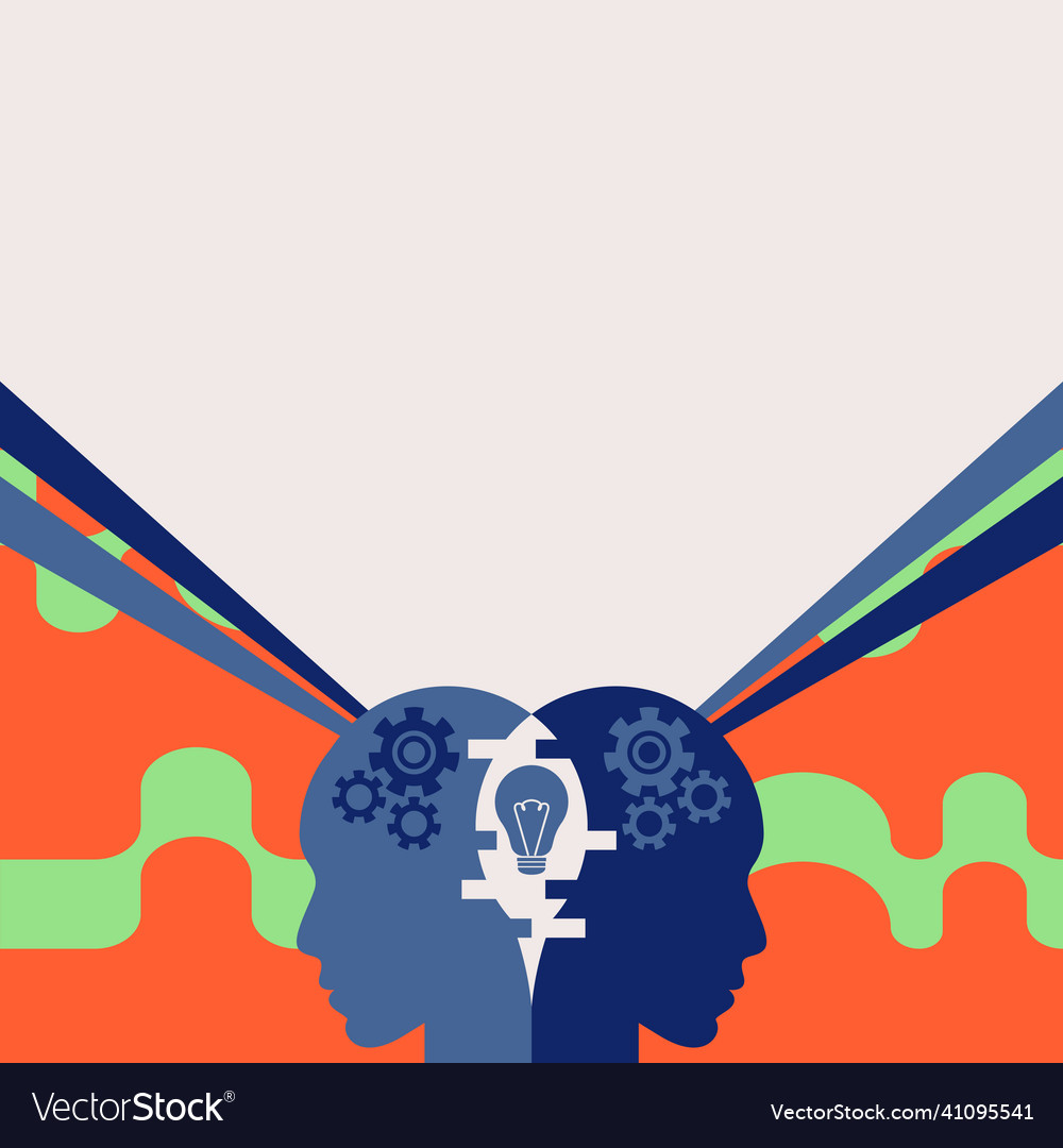 Creative minds combining ideas creating Royalty Free Vector