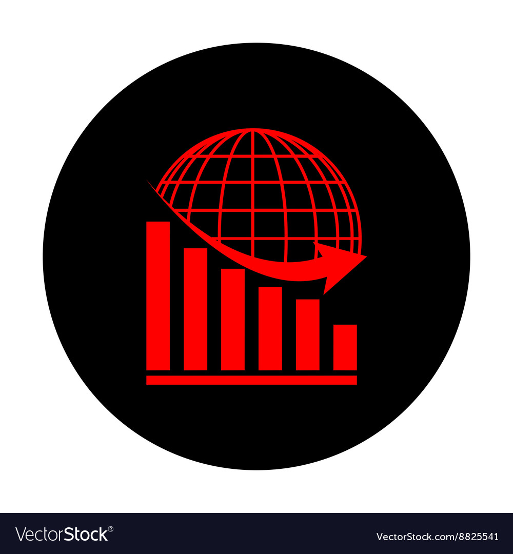 Declining graph with earth Royalty Free Vector Image