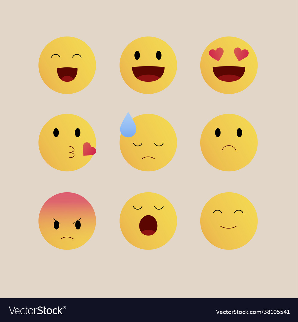 Flat emoticon reaction collection in a design Vector Image Flat emoticon reaction collection in a design Vector Image
