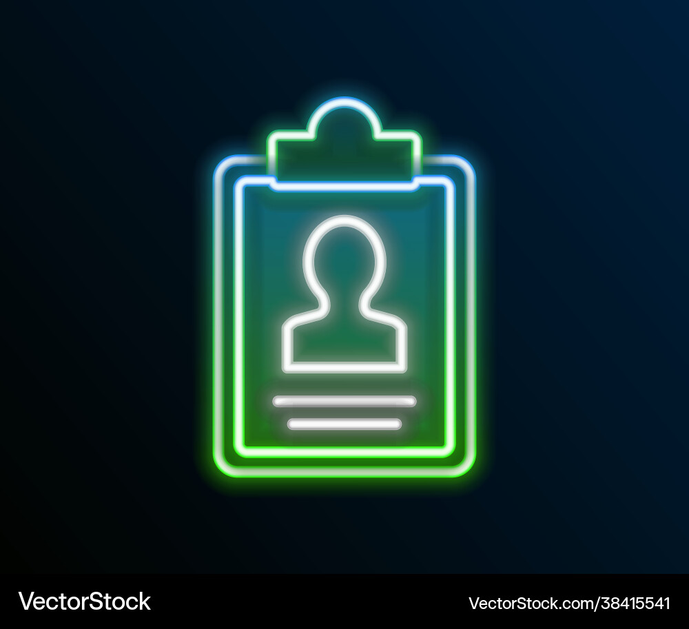 Glowing neon line clipboard with resume icon Vector Image