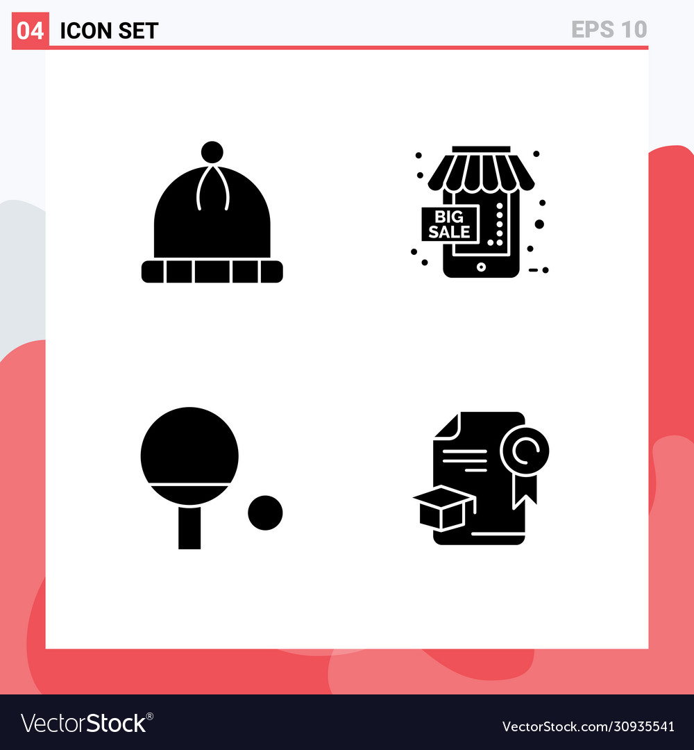 Group 4 modern solid glyphs set for hat cap Vector Image